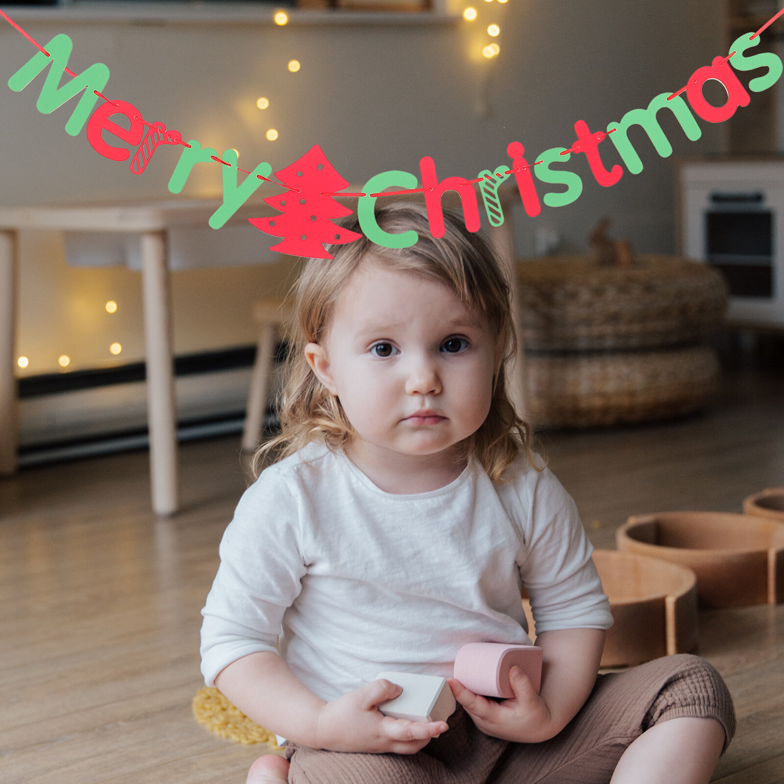 Гирлянда Merry Christmas 3 Метра Украшение Для Стены И Двери С Christmas Letter И Елочными Узорами 24 50X21 50X1 00Cm