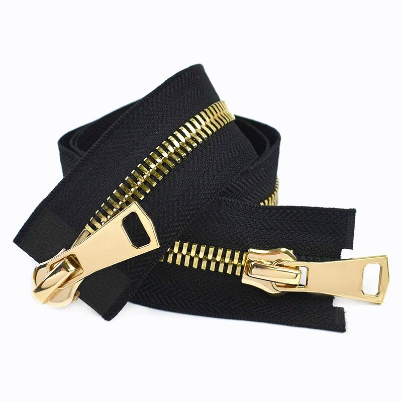 Металлические молнии Meetee 8#, с двойными бегунками, 70/80/90/100 No8-2Pcs, BlackLightGold, 100cm