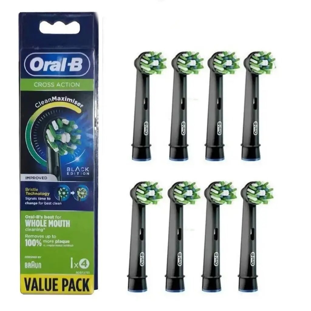 Насадки для зубной щетки ORAL-B Cross Action Clean Maximiser EB50 черный 8 шт