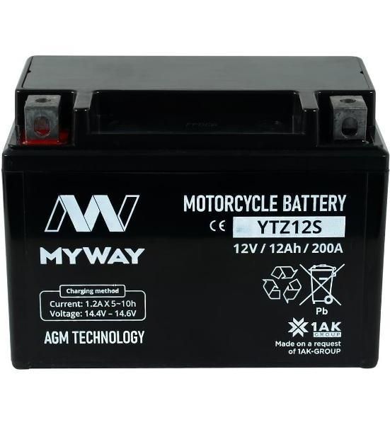 Аккумулятор для мототехники MYWAY 12Ah MYWAY BIKE YTZ12S L+