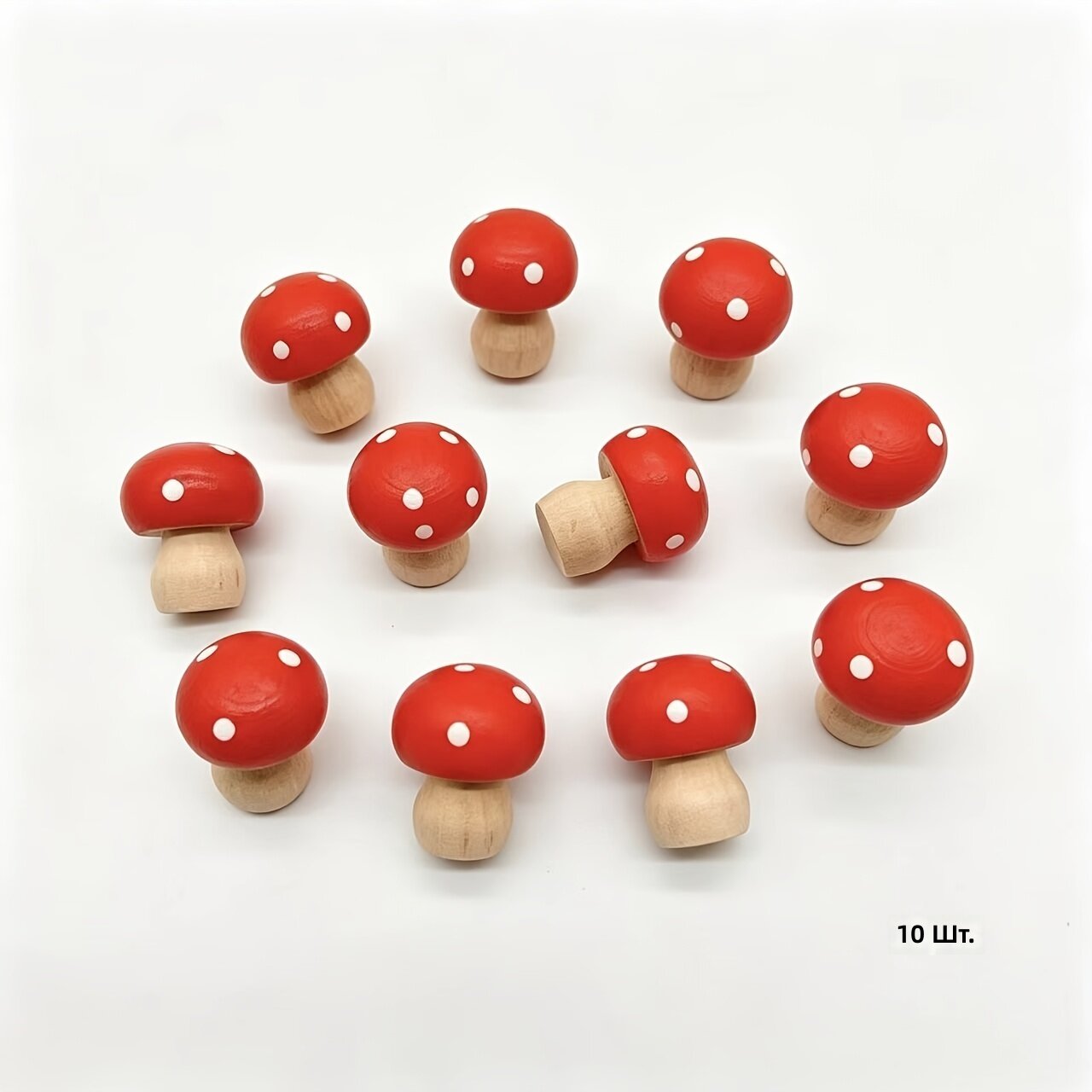Миниатюрные деревянные красные грибы для сада и бонсай, 10 шт.