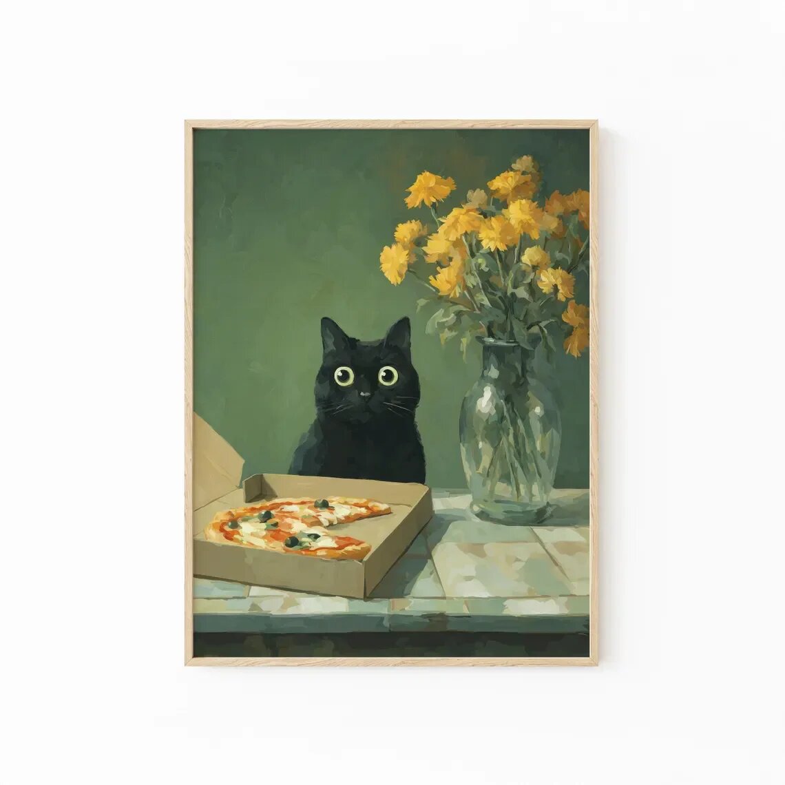 Настенное панно с изображением кошки SHENCHEN Черный, TR261072-2, 30x40cm No Frame