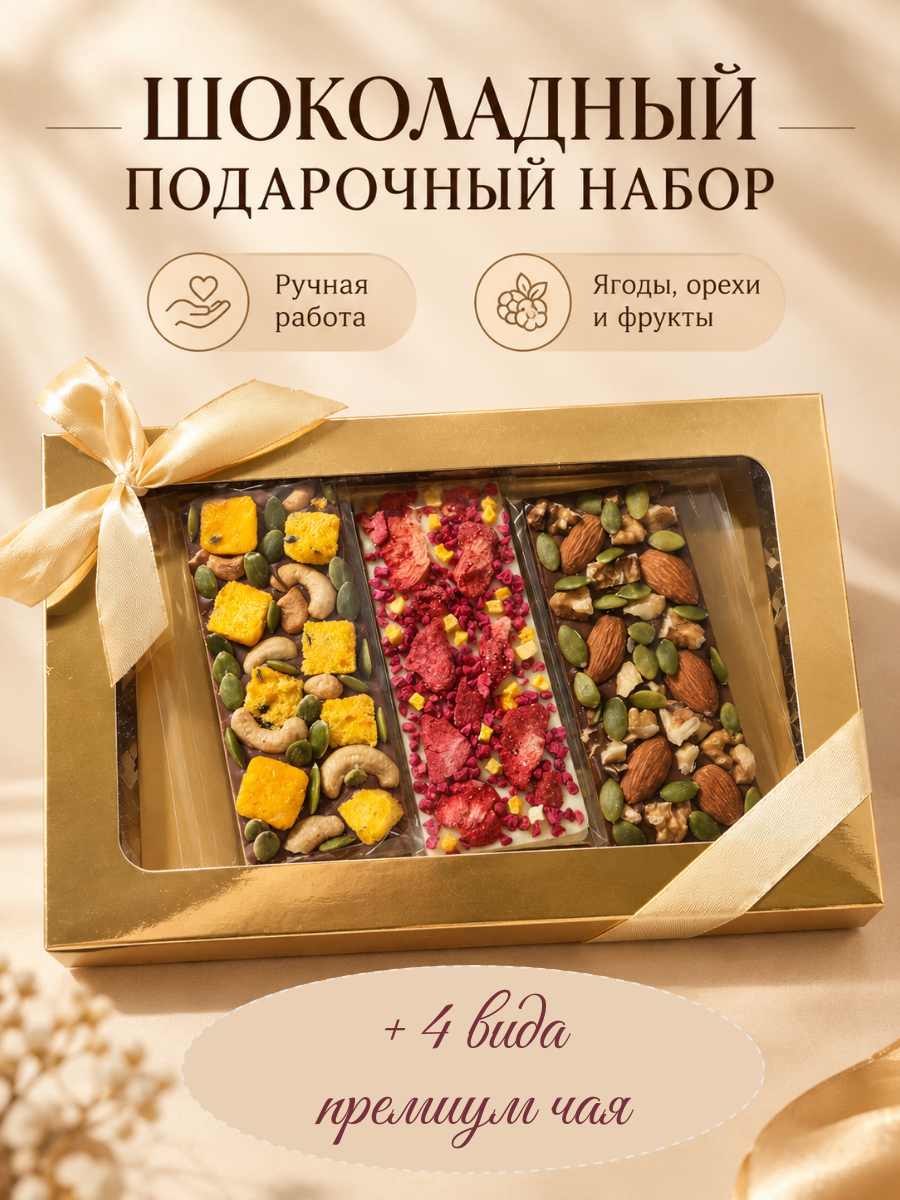 Подарочный набор с чаем и шоколадом подарок на Новый год