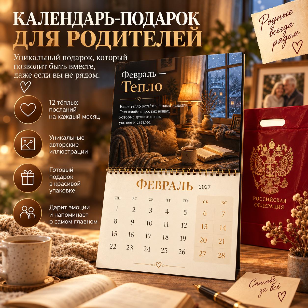 Календарь-подарок для родителей на 2027 год