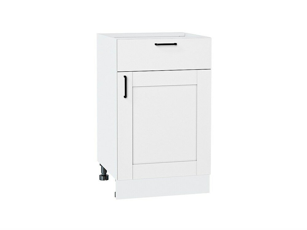 VVT Шкаф нижний с 1-ой дверцей и ящиком Лофт Белый, Super White, 500 В*Ш*Г 816*500*480, фасад МДФ Super White, корпус Белый Super White