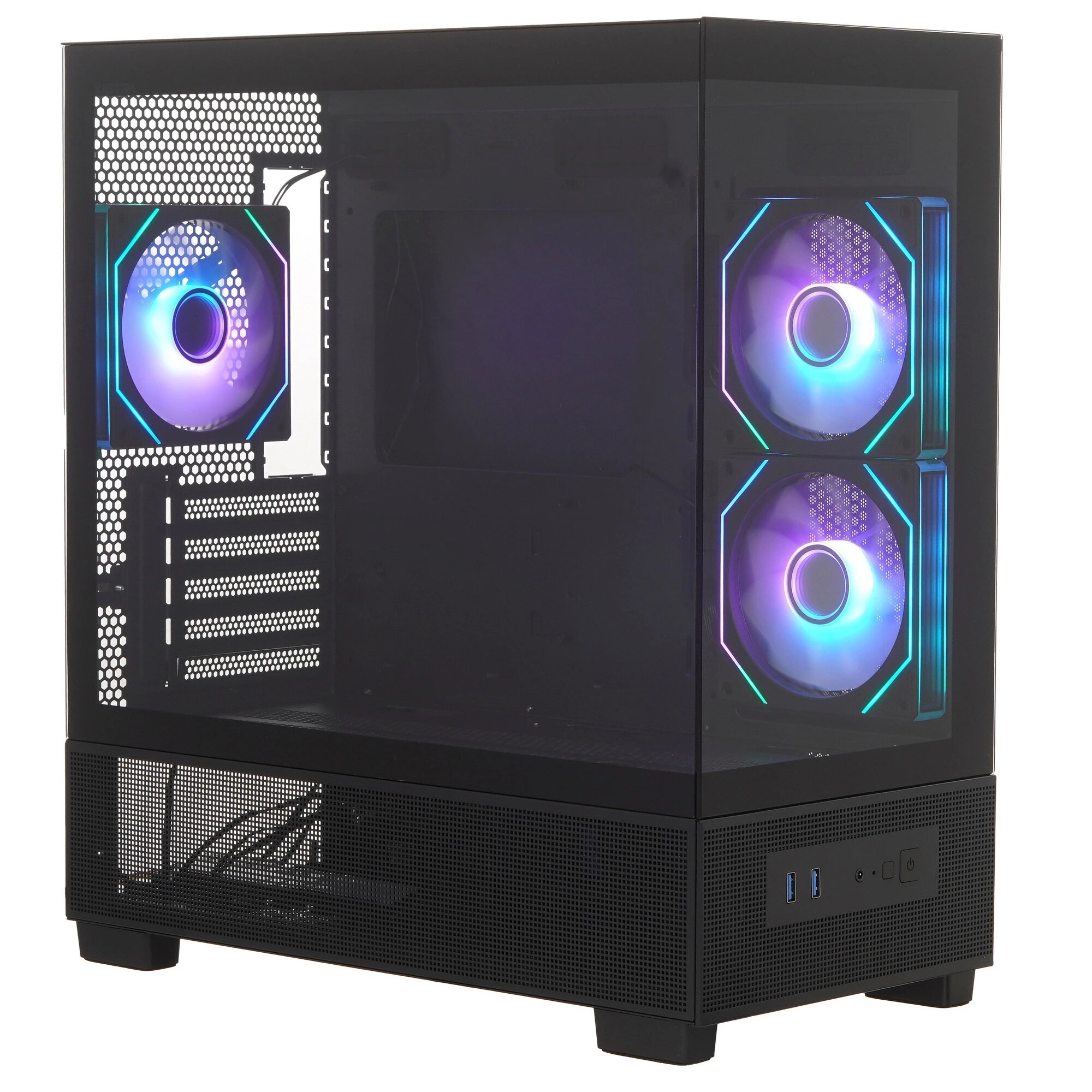Корпус mATX XASTRA Q500M 3ARGB-C10 Black mATX/Aquarium/Screewless/ 3x120mm ARGB PWM FM fans/Argb+PWM HUB 1