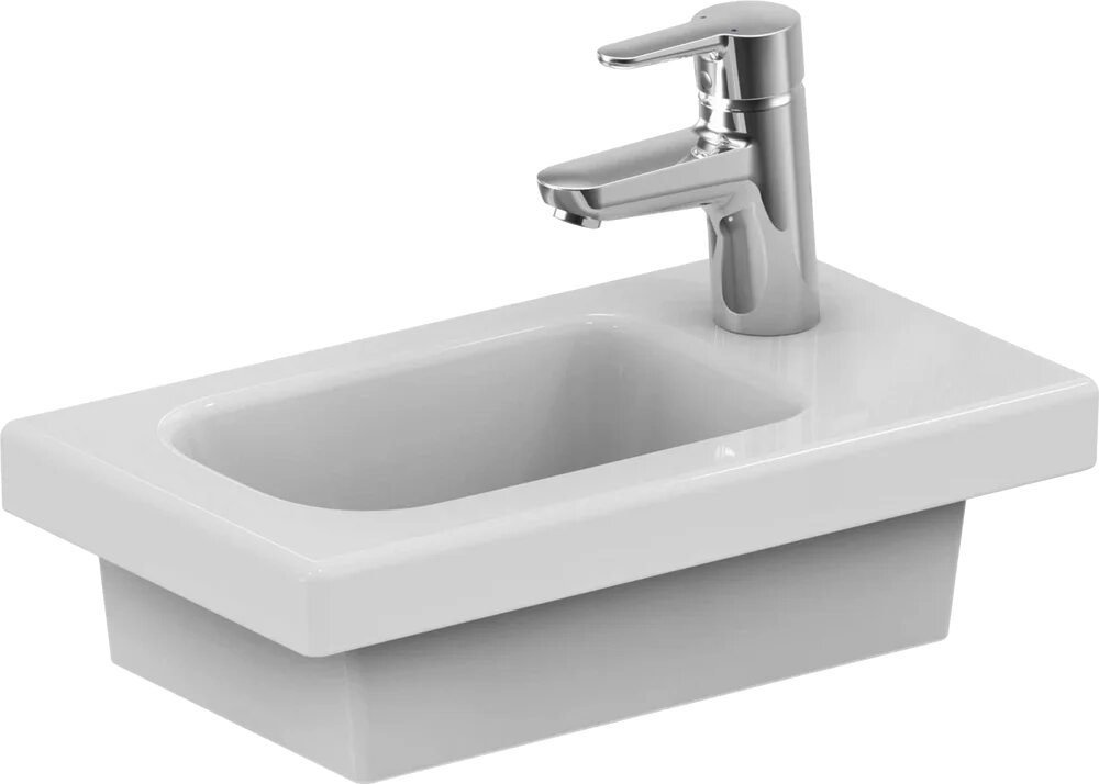 Раковина маленькая в туалет Ideal Standard Connect space 45 R мини, белая, матовая, раковина для ванной фаянсовая, прямоугольная