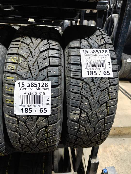 Комплект (2 шт) зимних БУ шин шипованные General Tire Altimax Arctic 12 185/65 R15 20% износ