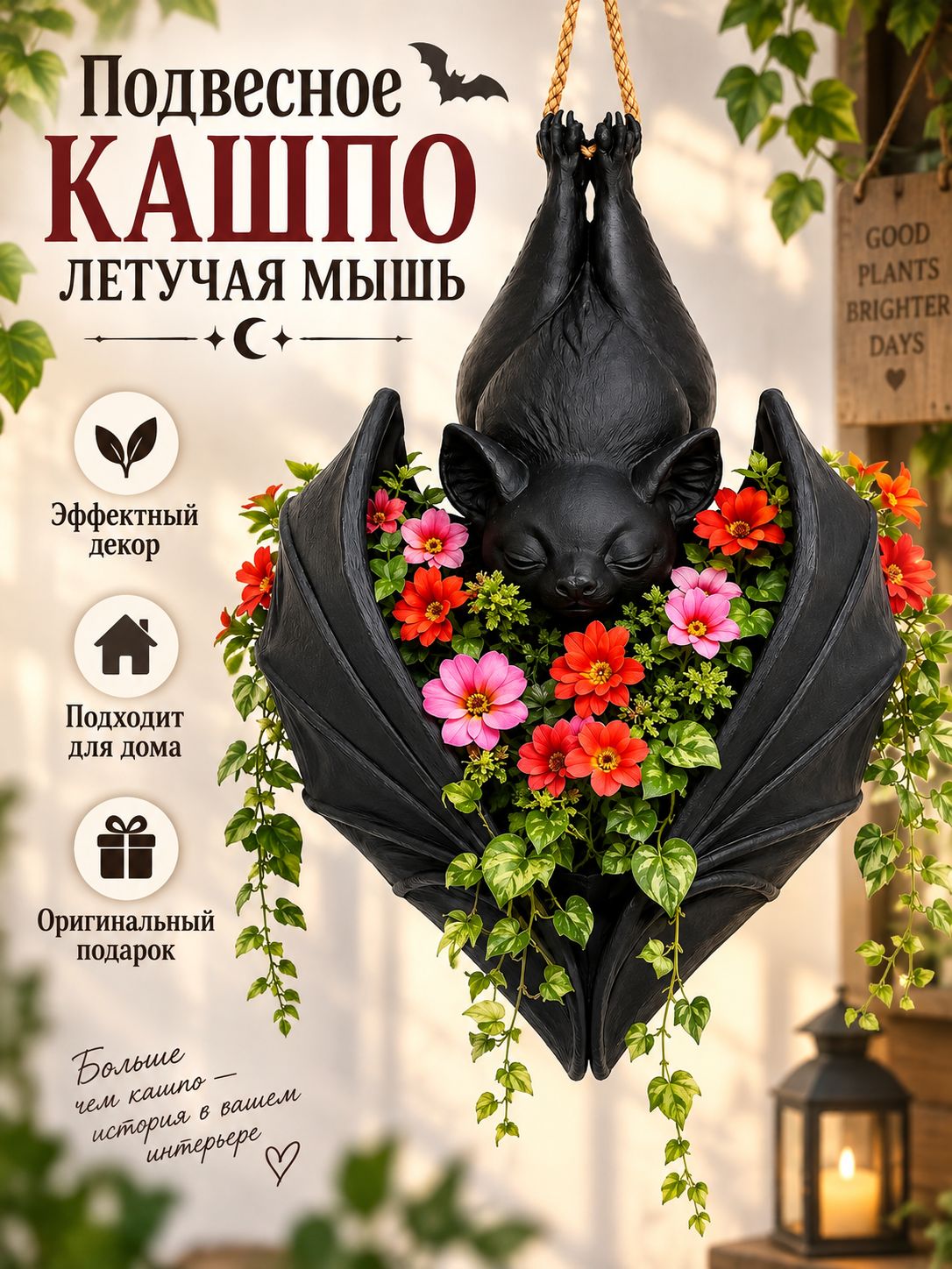Ваза, 20 см , пластик, 1 шт