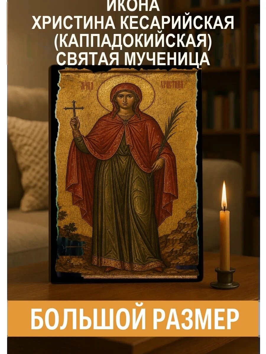 Икона Христина Кесарийская, на дереве, 30×40 см, освящённая, ручная работа