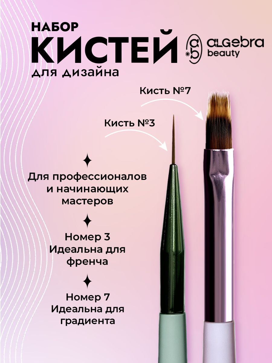Кисти для маникюра и дизайна ногтей в технике градиент, омбре. 2шт