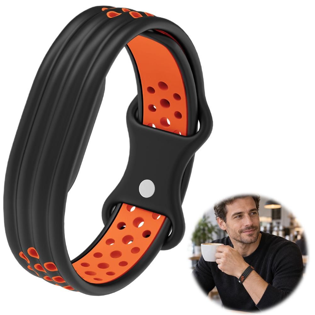 Ремешок для смарт-часов Google Fitbit Air, силиконовый, черный с оранжевым