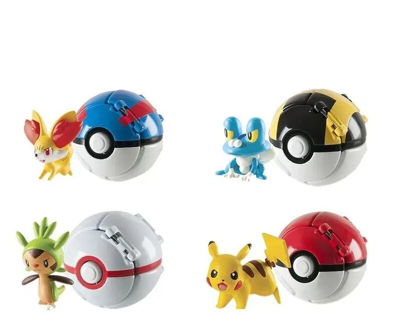 Набор фигурок Покемон Покебол Пикачу / Pokemon Pokeball Pikachu 4шт (7см)