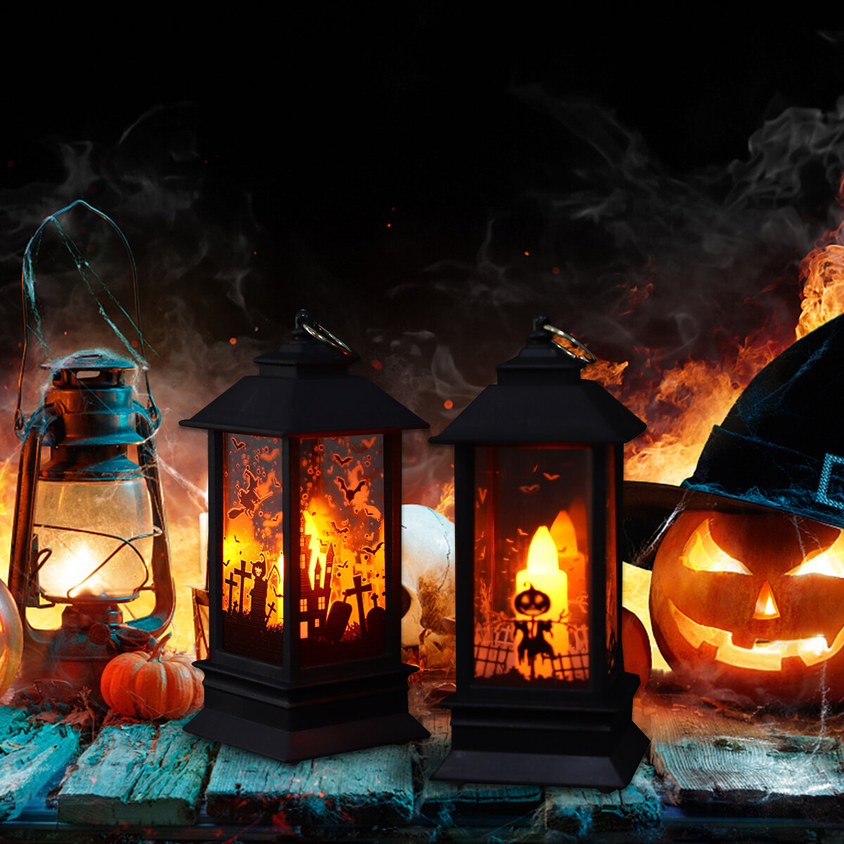 Декоративные Светильники Для Стола Halloween 2 Шт Черный 13X5 5Cm