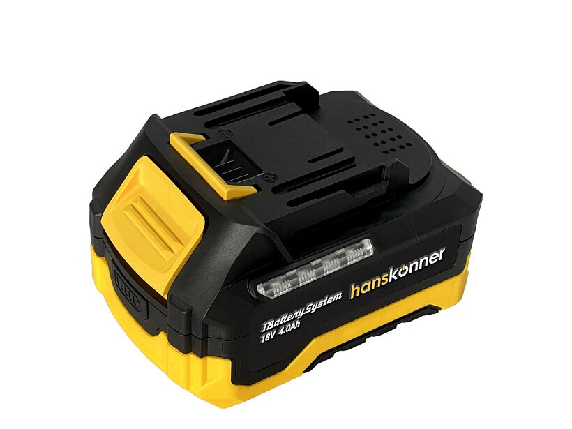 Батарея HANSKONNER HBP2004 1BatterySystem 18 В, 4 а/ч Тип аккумуляторной платформы - 1BatterySystem18V Индикатор заряда - Есть Устройство аккумулятора - Слайдер
