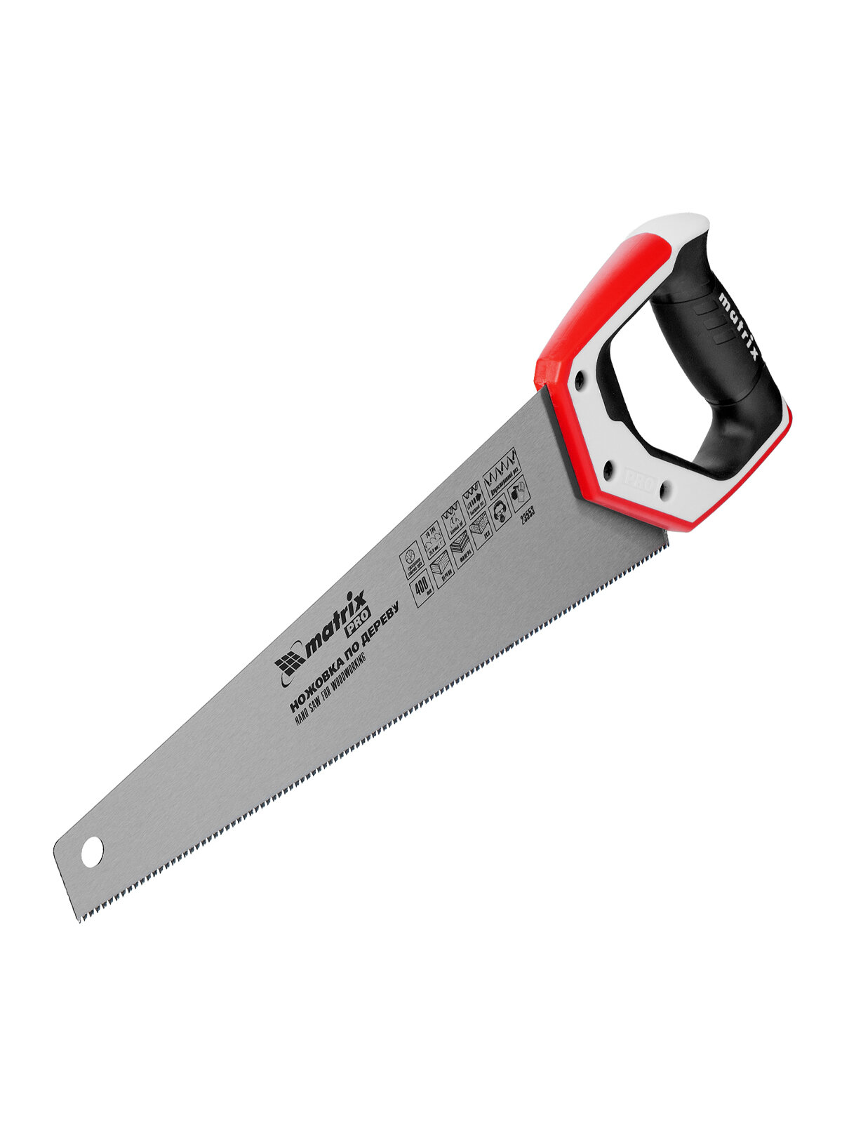 Ножовка по дереву с мелким зубом Matrix PRO 400 мм, 14 TPI, каленый 3D-зуб, для точных работ, 3-комп. рукоятка, 23553
