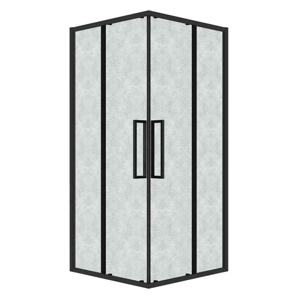 Душевой уголок Grossman Космо (Cosmo) 300. K33.02.9090.21.02 без поддона, 90x90, стеклянный, раздвижной, с рифленым стеклом, профиль черный, матовый, алюминиевый,
