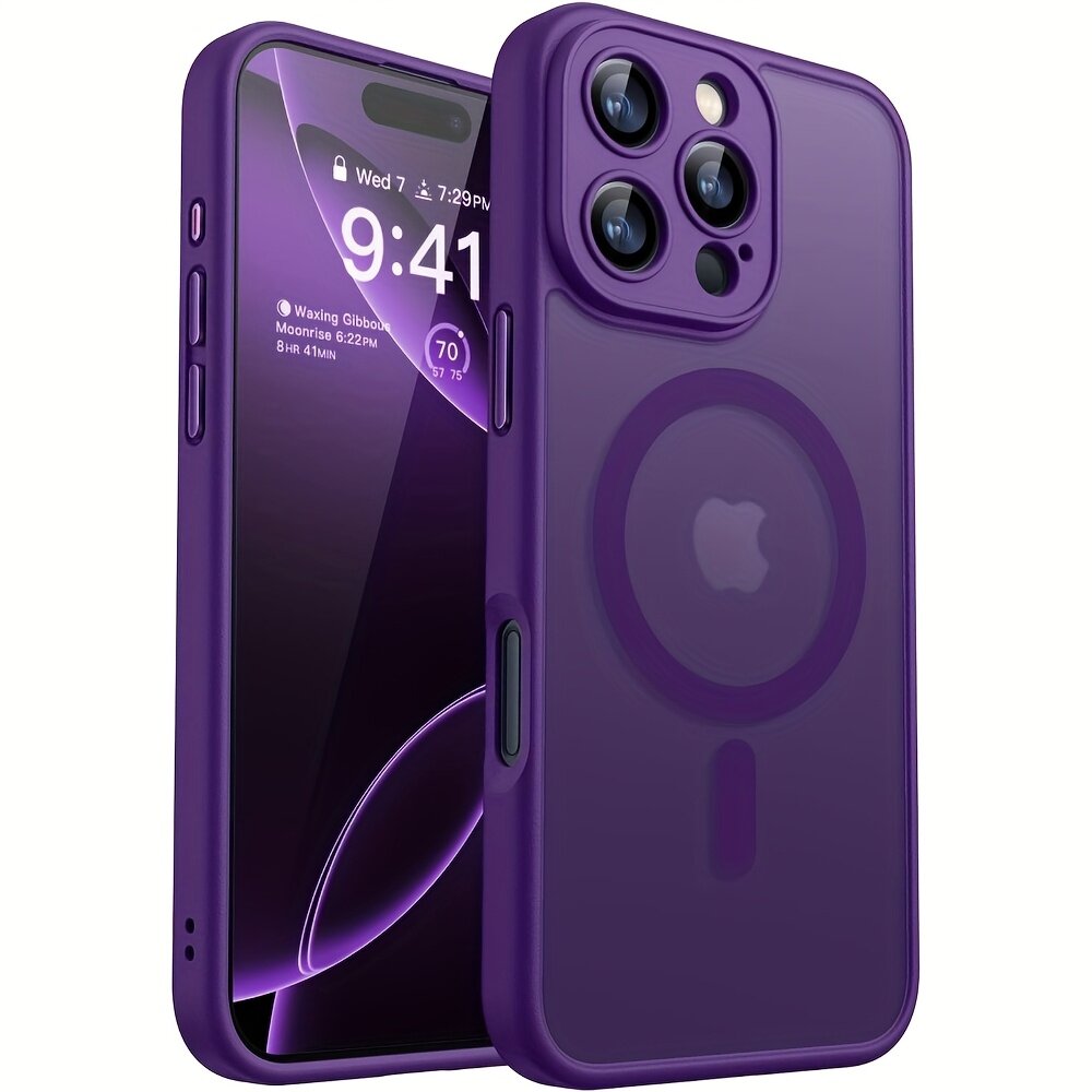 Магнитный матовый защитный чехол для смартфона 14 Pro Max, глубокий фиолетовый, поддержка беспроводной зарядки