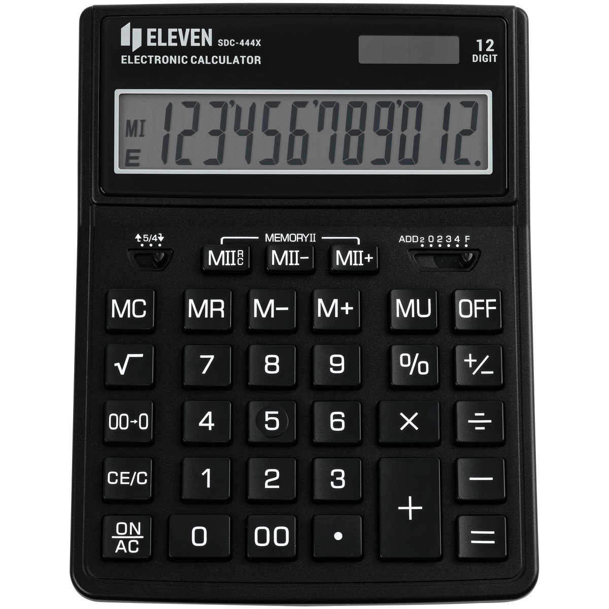 Калькулятор настольный Eleven SDC-444X-BK, 12-разрядный, двойное питание, черный (SDC-444X-BK), 10шт.
