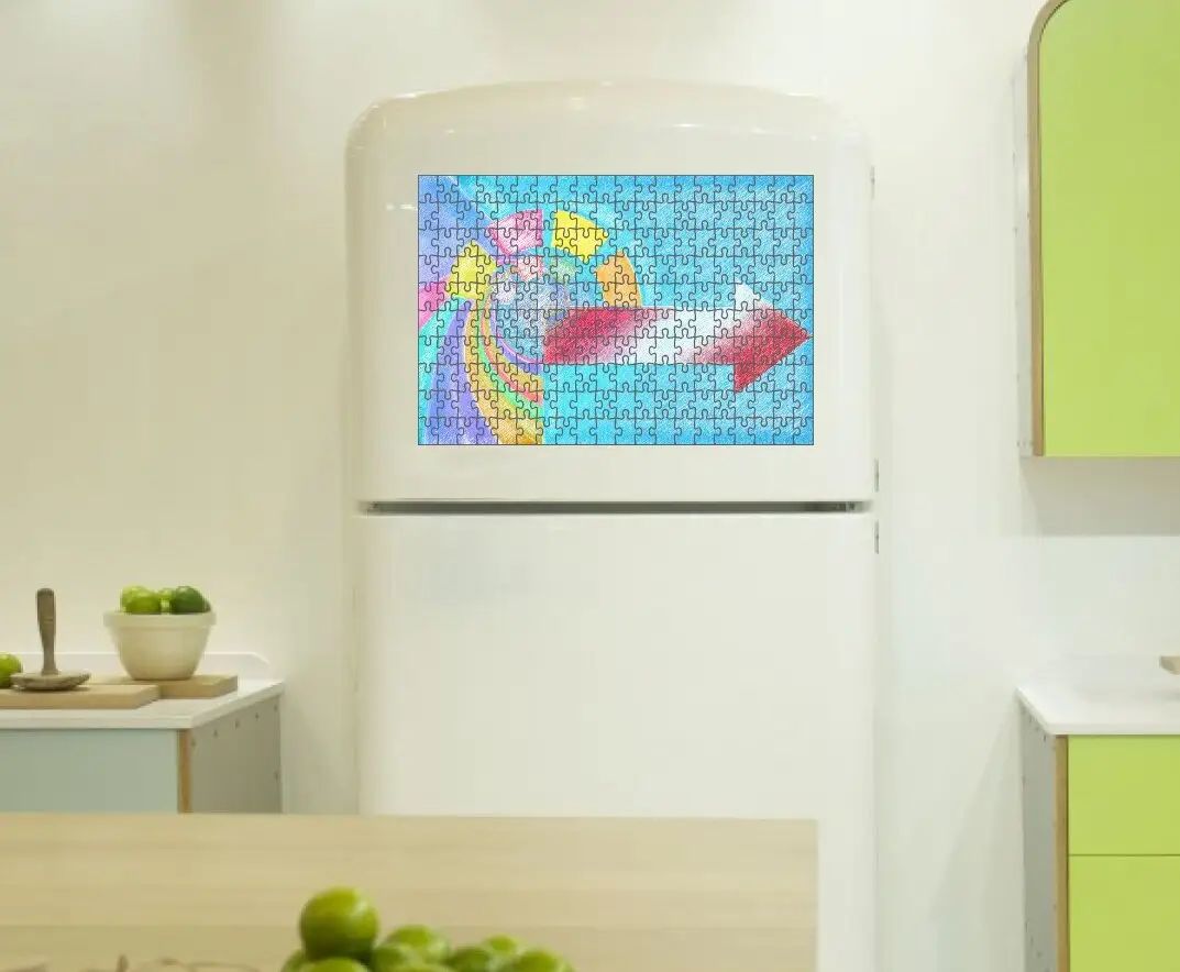 Магнитный пазл 38x26см."Стрела, будущее, абстрактный" на холодильник