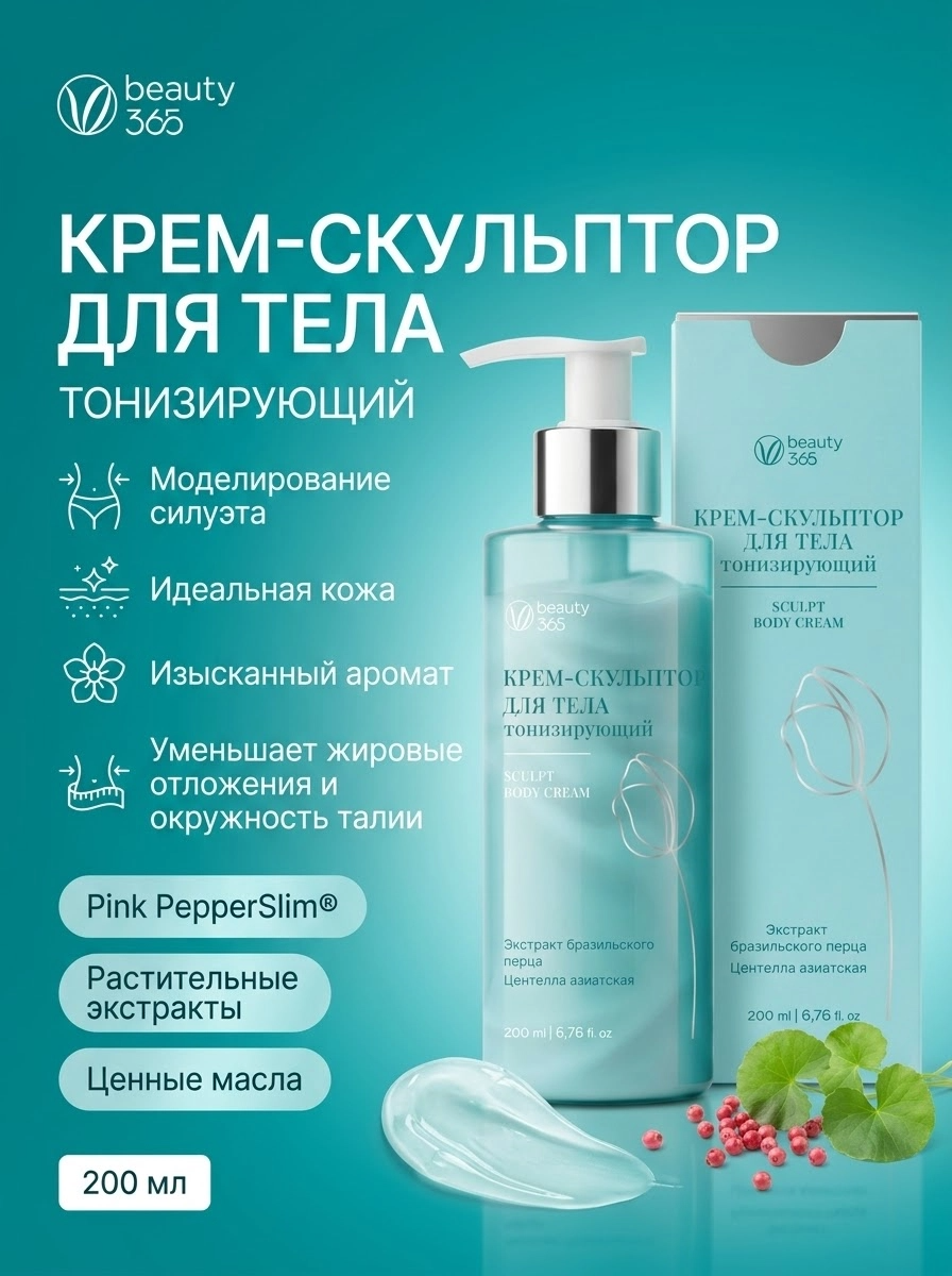 Крем - скульптор для тела тонизирующий c экстрактом бразильского перца и центеллы азиатской