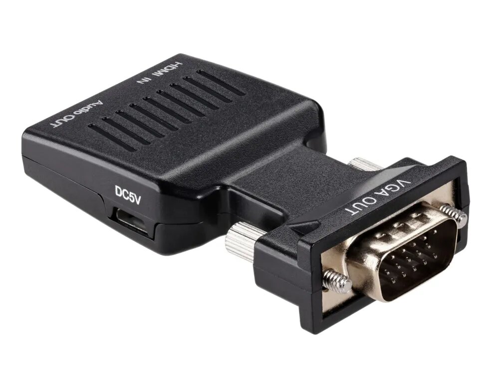 Переходник HDMI VGA со звуком с питанием VCOM аудио audio 3.5 Jack 1080p 60Hz однонаправленный (CA336A)