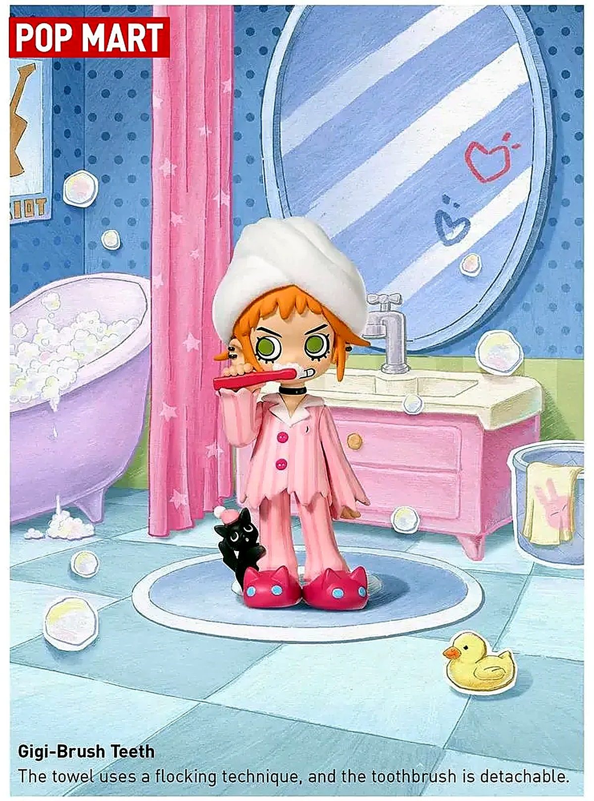 100% Original оригинал POP MART - Lil Peach Riot Sleepover Series Figures, Gigi-Brush Teeth 1 шт