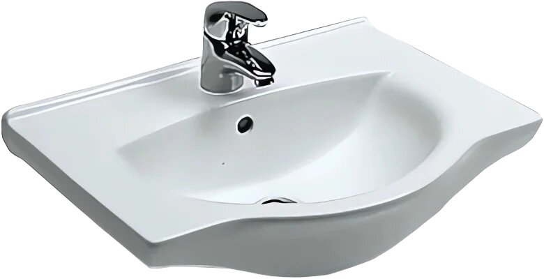 Раковина подвесная Hatria Sophie Y0HG01 56 фаянсовая, раковина для ванной, белая, глянцевая, полукруглая, со встроенным сливом-переливом