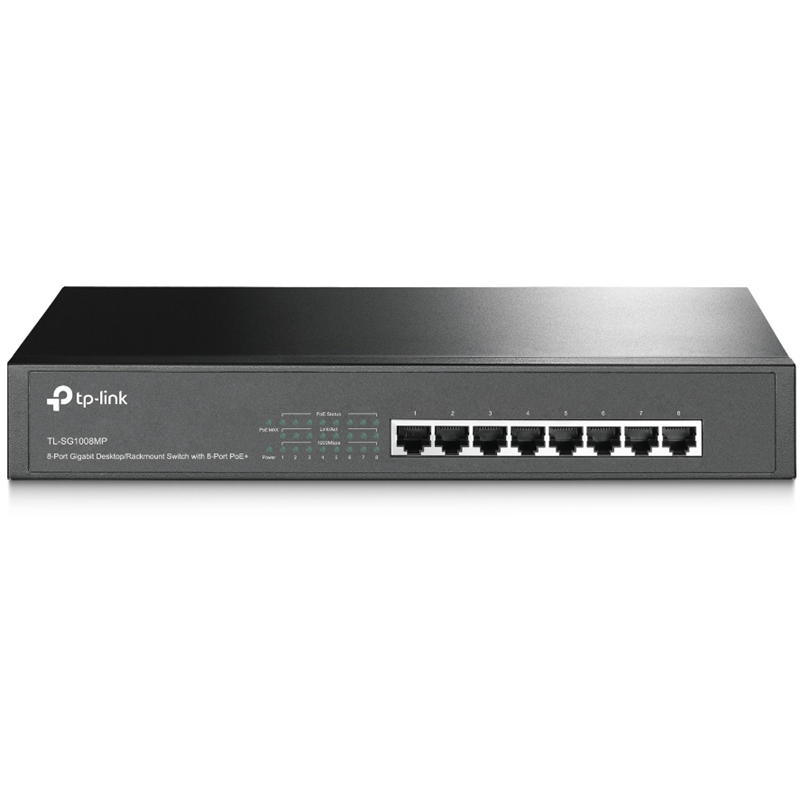 Коммутатор TP-Link TL-SG1008MP неуправляемый, 8 портов 1 Гбит/с PoE+, бюджет 126 Вт TL-SG1008MP