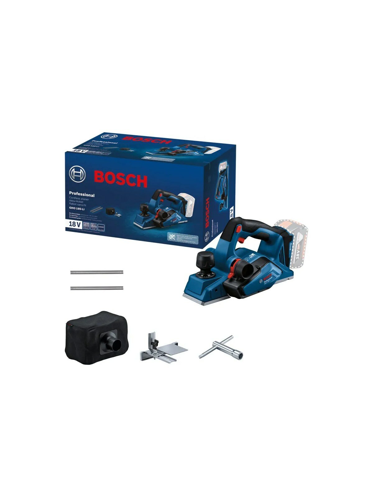 Аккумуляторный рубанок Bosch GHO 185-LI 18 В, 14000 об/мин, без АКБ и ЗУ арт. 06015B5021