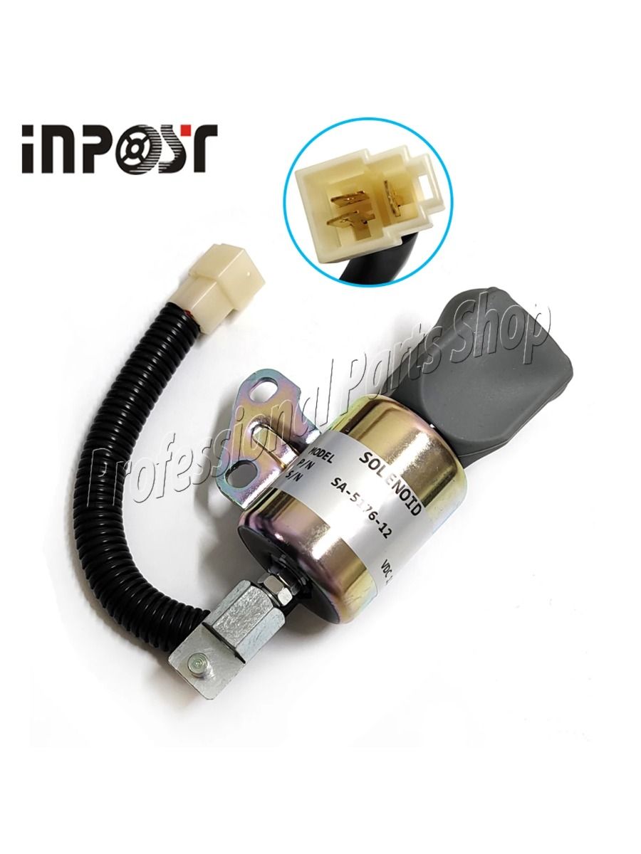 Соленоид отключения топлива 12V SA-5176-12, 1756ES-12SUC5B1S5 для двигателей Kubota D722, D902, Z482