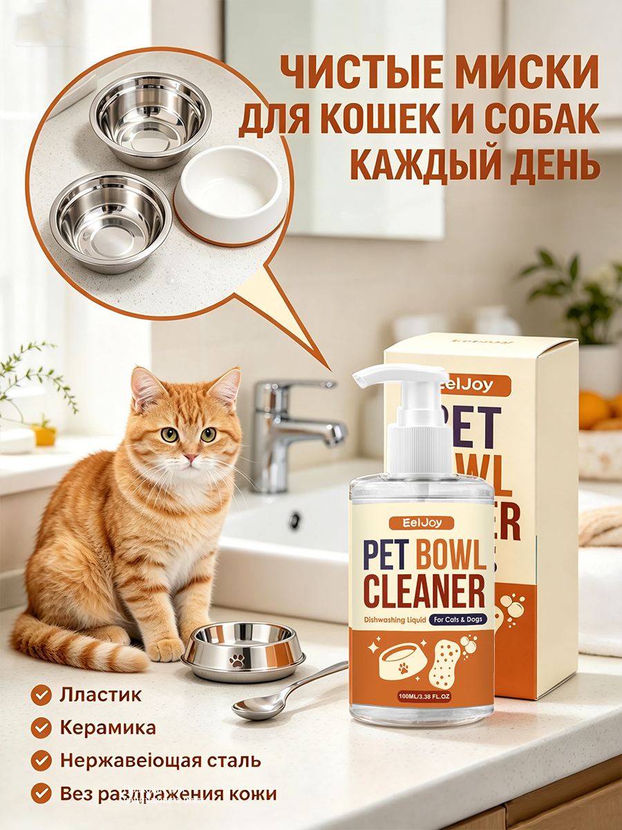 Моющее средство для миски питомца жидкость для мытья посуды кошек собак удаляет пятна запах средство для мисок питомцев
