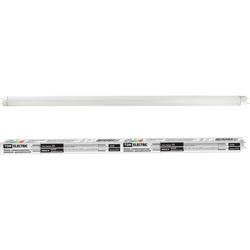 Лампа люминесцентная линейная TDM ELECTRIC ЛД-18Вт/640 T8/G13 4000 К SQ0355-0026