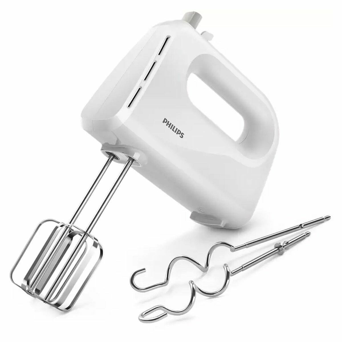 Миксер Philips HR3705/00, 300Вт, 5 скоростей, 2 венчика, 2 крюка для теста, белый (HR3705/00), 6шт.