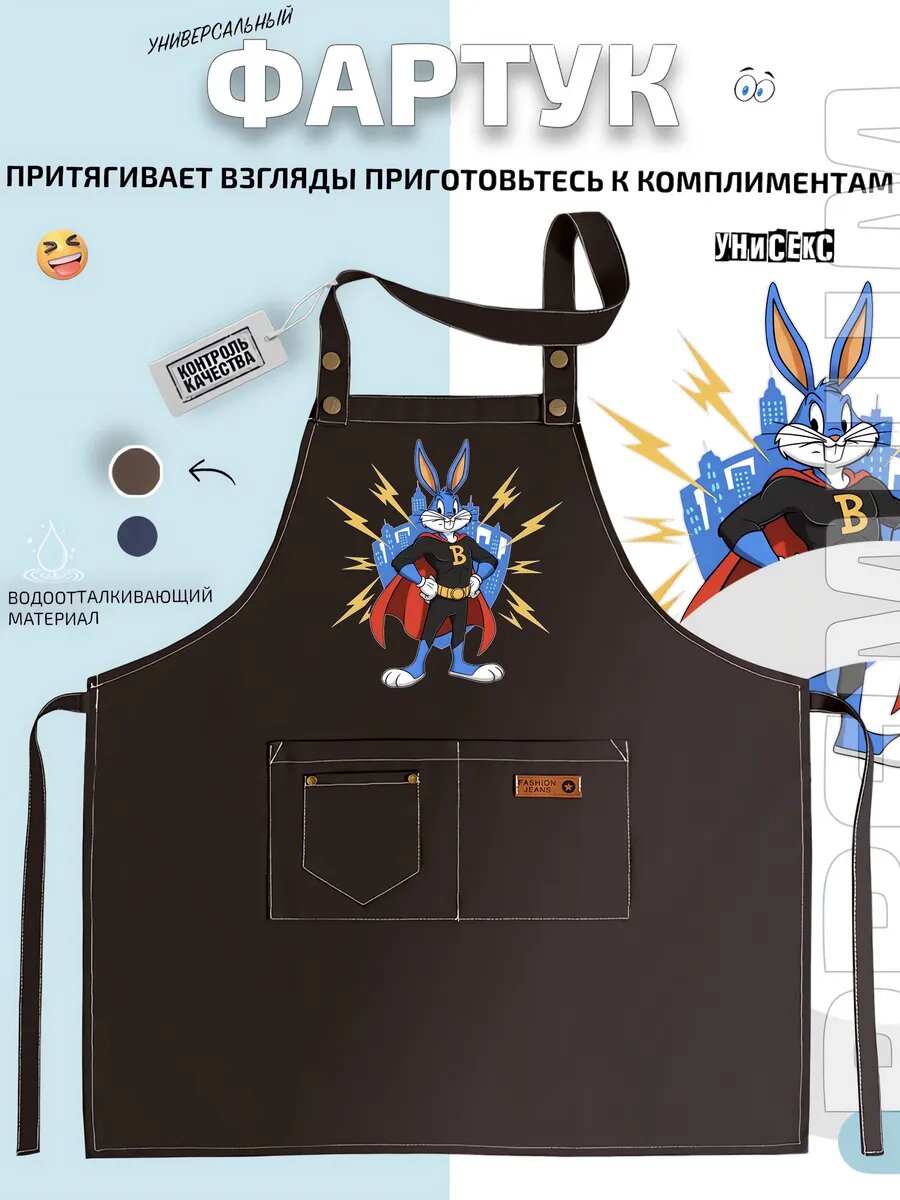 Фартук Кролик Багз Bugs Bunny мультфильм супергерой кухонный с принтом универсальный