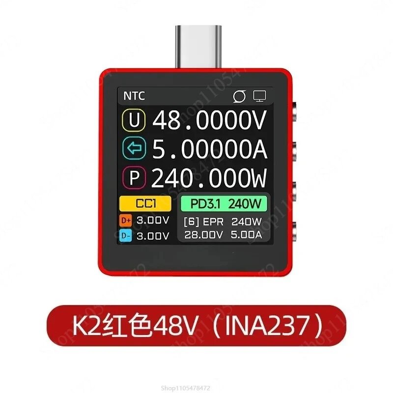 WITRN K2 INA237 USB-тестер напряжения и тока 48В