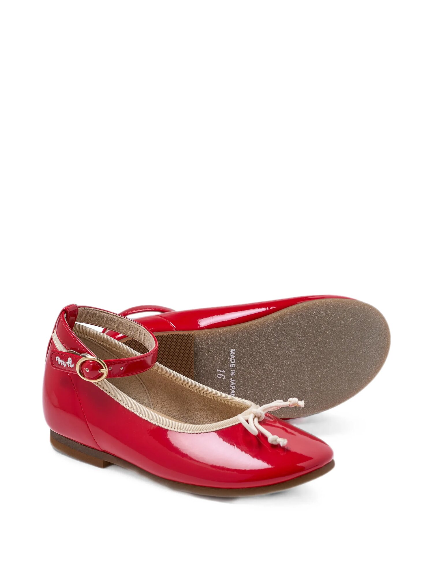 Балетки MIKI HOUSE Ankle-strap bow ballet flats, размер 25, , красный — фото 1
