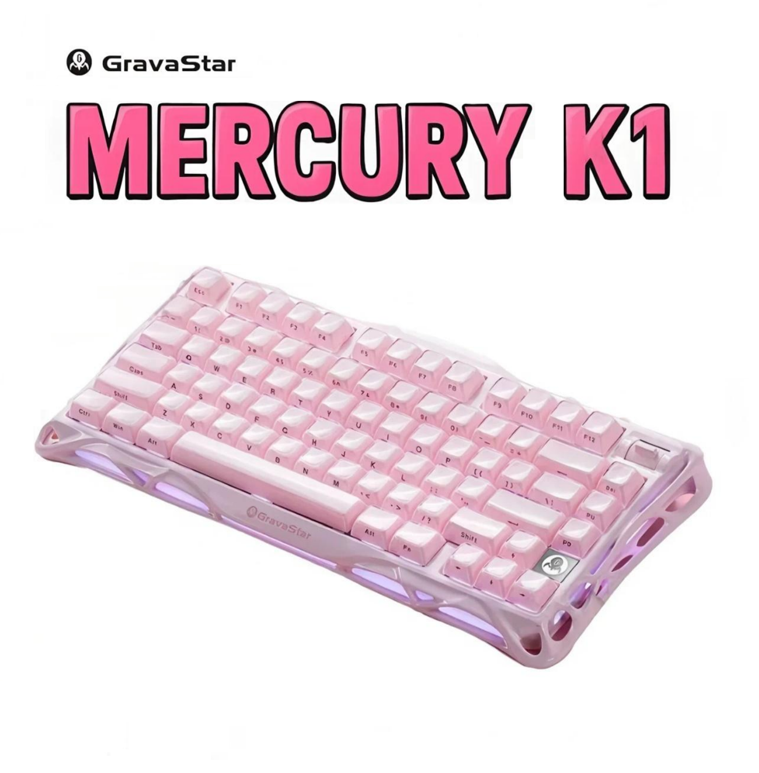 Gravastar механическая Клавиатура K1 светло-розовая, беспроводная, Алюминиевый сплав, RGB-подсветка, 79 клавиш，