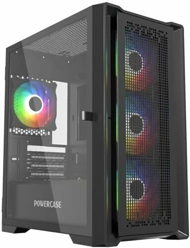 Компьютерный корпус PowerCase ByteFlow Micro (CAMBFB-A4) черный - Mini Tower, Micro-ATX, USB 2.0 Type-A, USB 3.2 Gen 1 Type-A