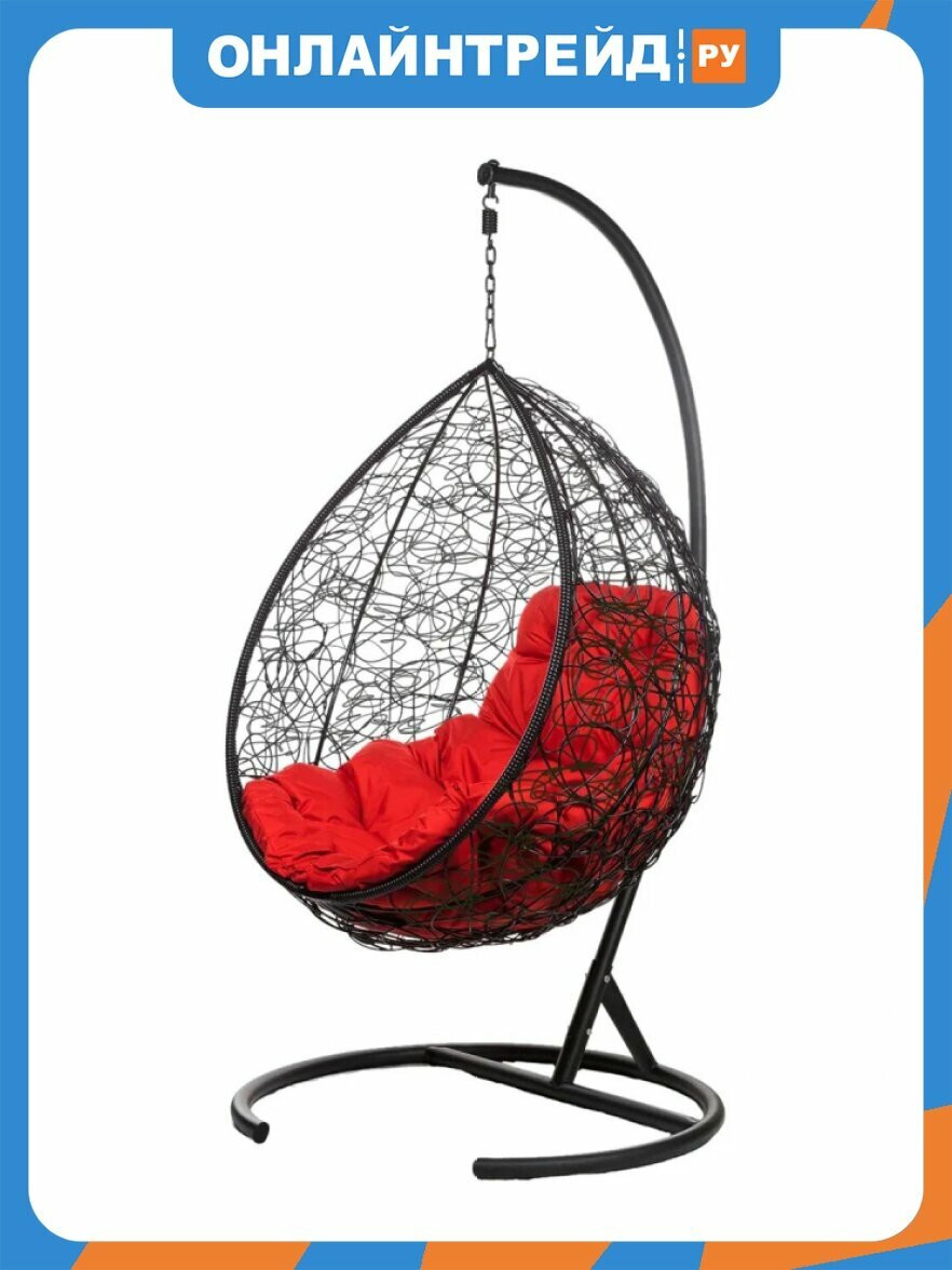 Подвесное кресло кокон Bigarden Tropica Black (красная подушка)