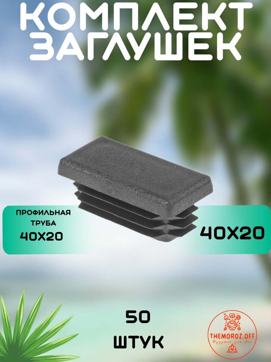 Заглушки 40х20 для профильной трубы, 50 штук, черный
