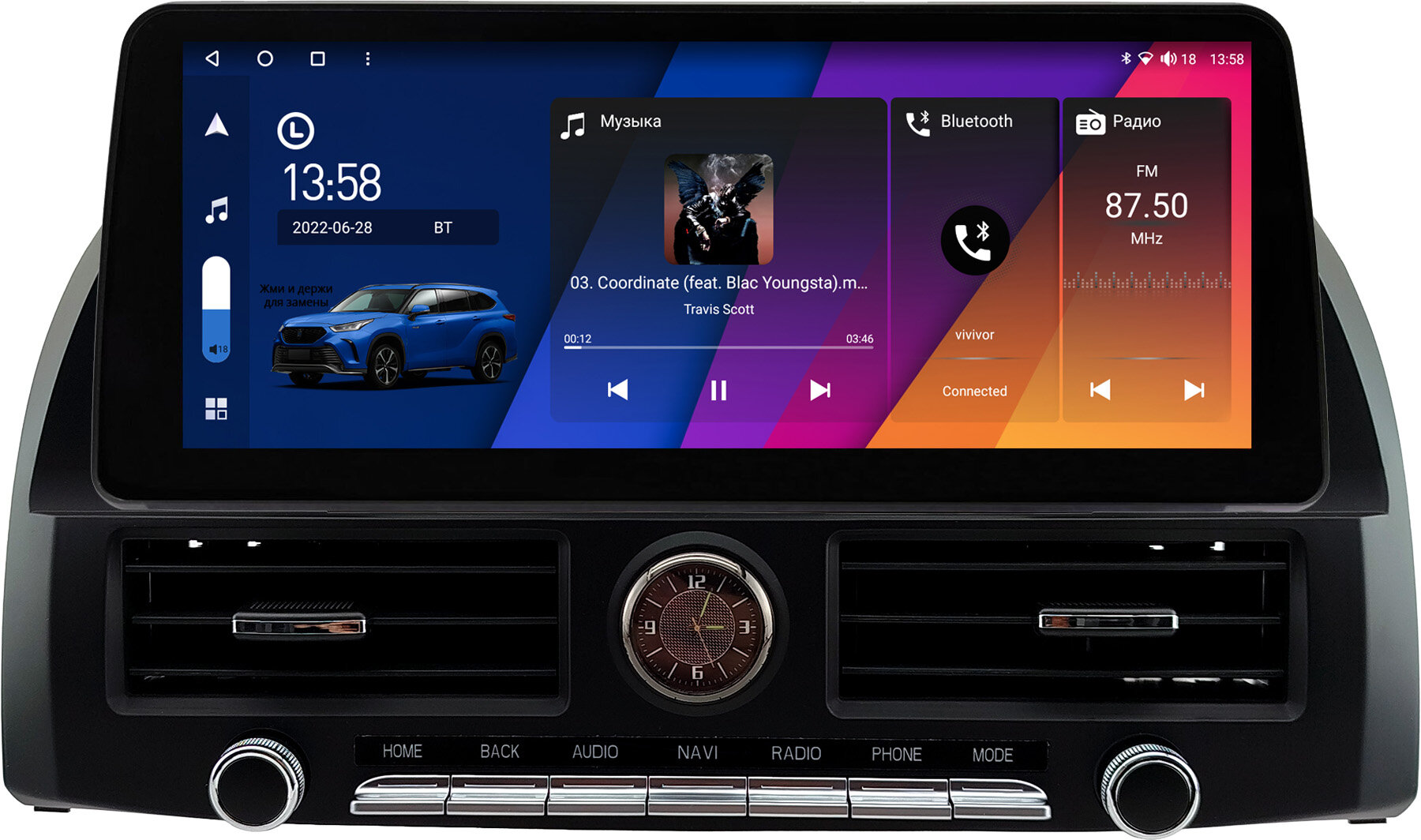 Штатная магнитола Toyota Camry XV30 2001-2006 (черная) 12.3 дюйма Canbox M-Line 7811-1357 Android 10 (4G-SIM, 2/32, DSP, QLed) BMW Style