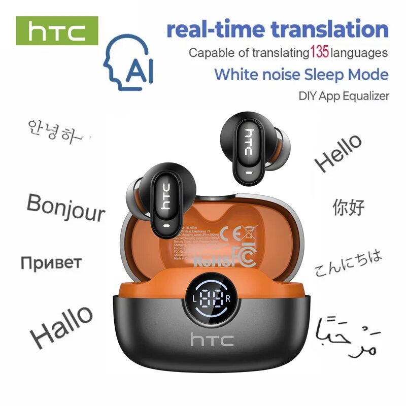 HTC NE79 TWS наушники Black orange AI с AI-переводом
