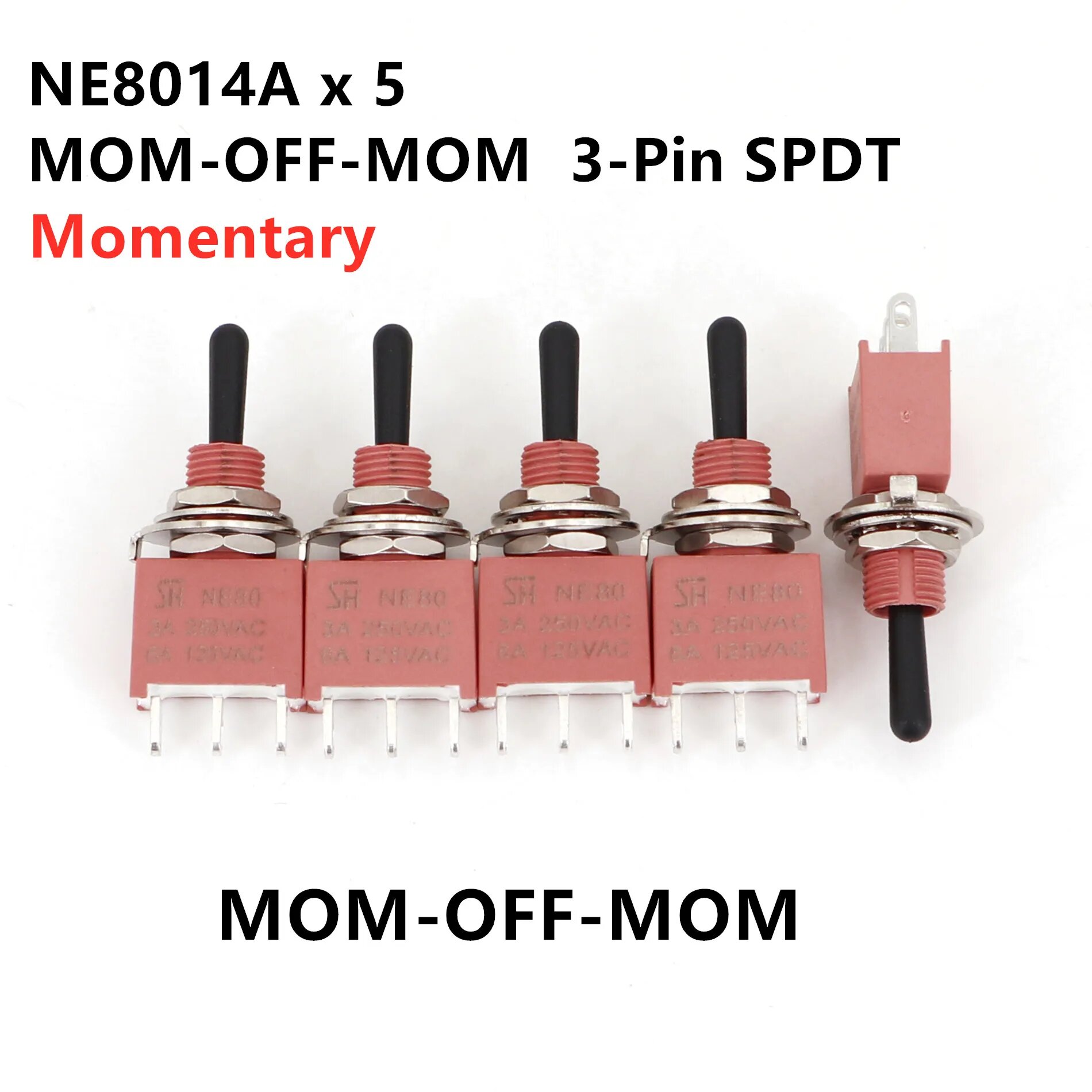 Переключатель NE8014A MOM-OFF-MOM 3-Pin SPDT