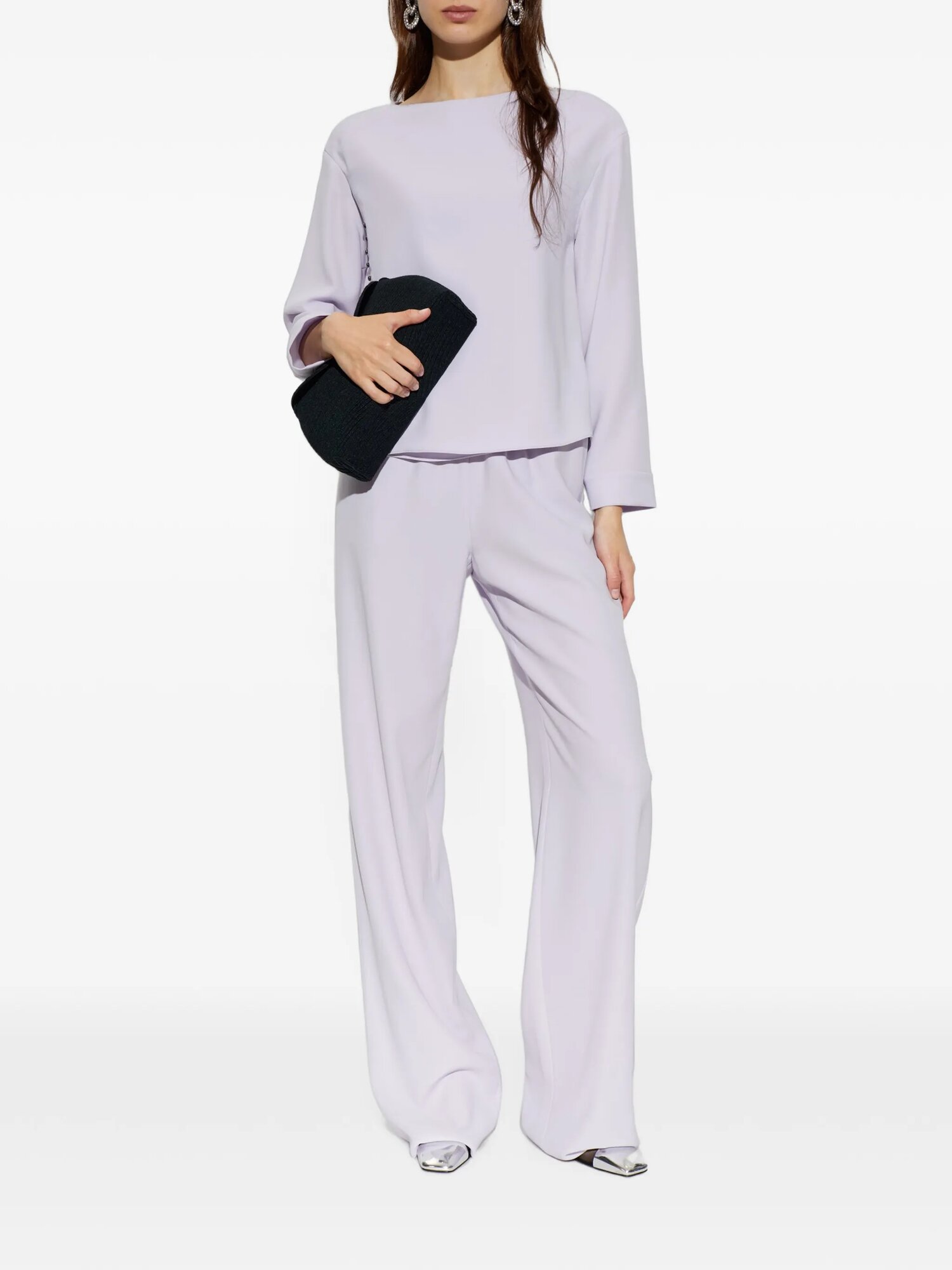 Блуза EMPORIO ARMANI Button-detail long-sleeve blouse, размер 42, фиолетовый — фото 1