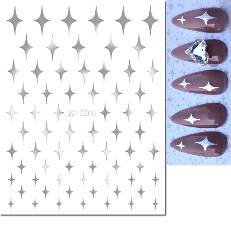 3D наклейки для ногтей AuuuGBeau AJO2200silver