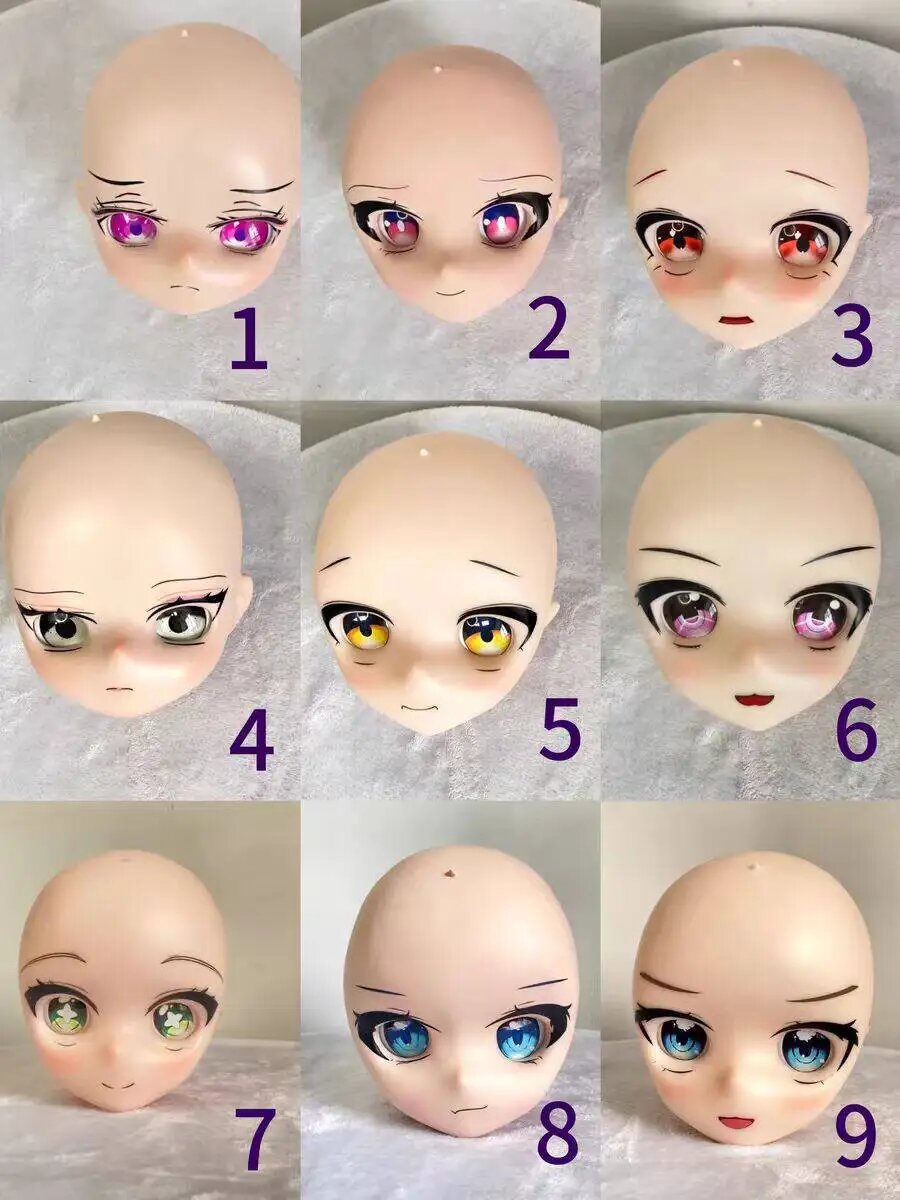Голова куклы BJD M6 с винтовым креплением, для анимации, двухмерная, виниловая, с возможностью установки парика