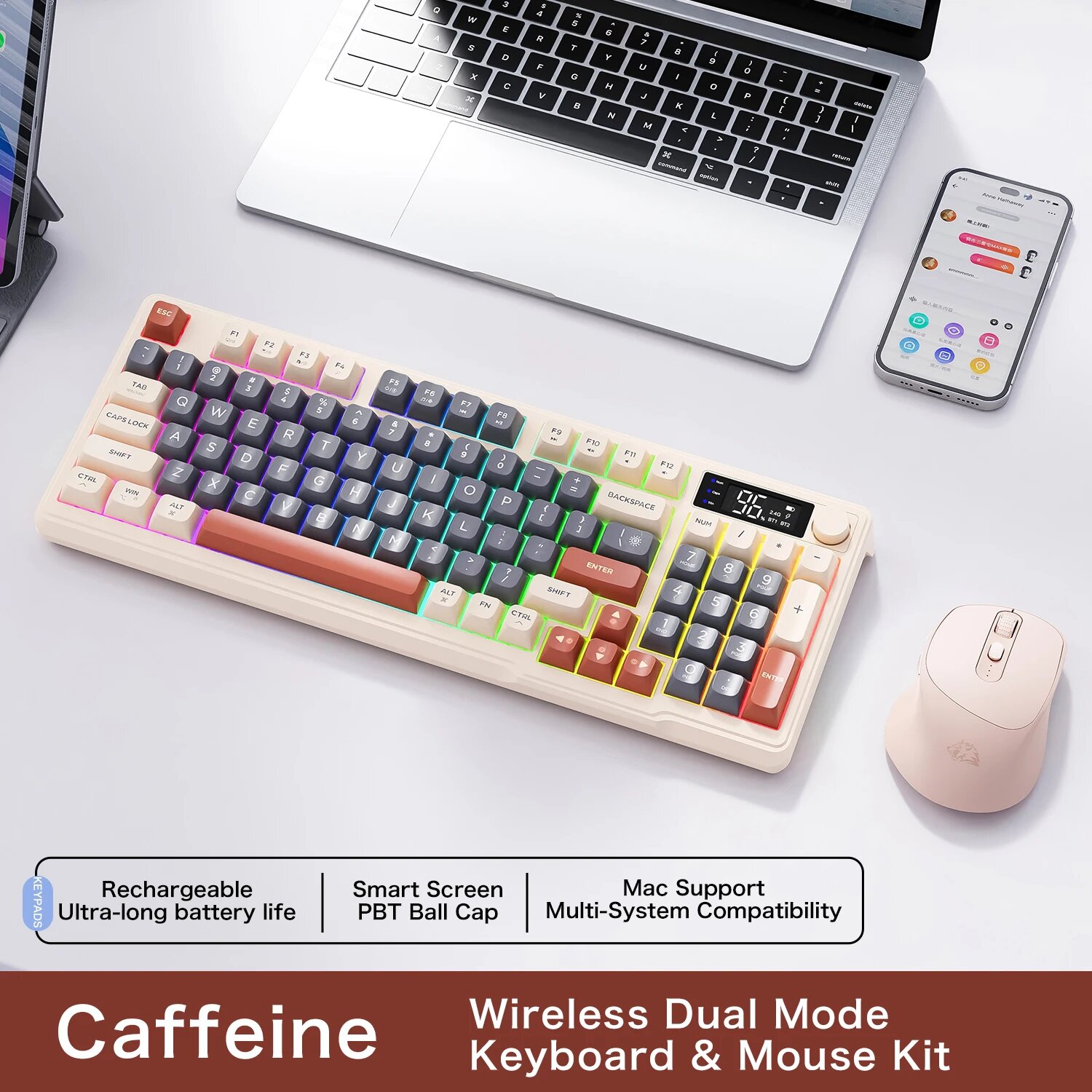 Беспроводной комплект клавиатуры и мыши Caffeine Coffee Kit