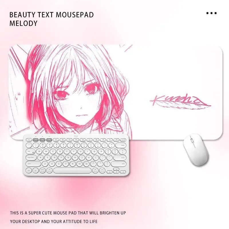 Коврик для мышки XL розовый, BEAUTY TEXT MOUSEPAD MELODY, большой игровой, с рисунком