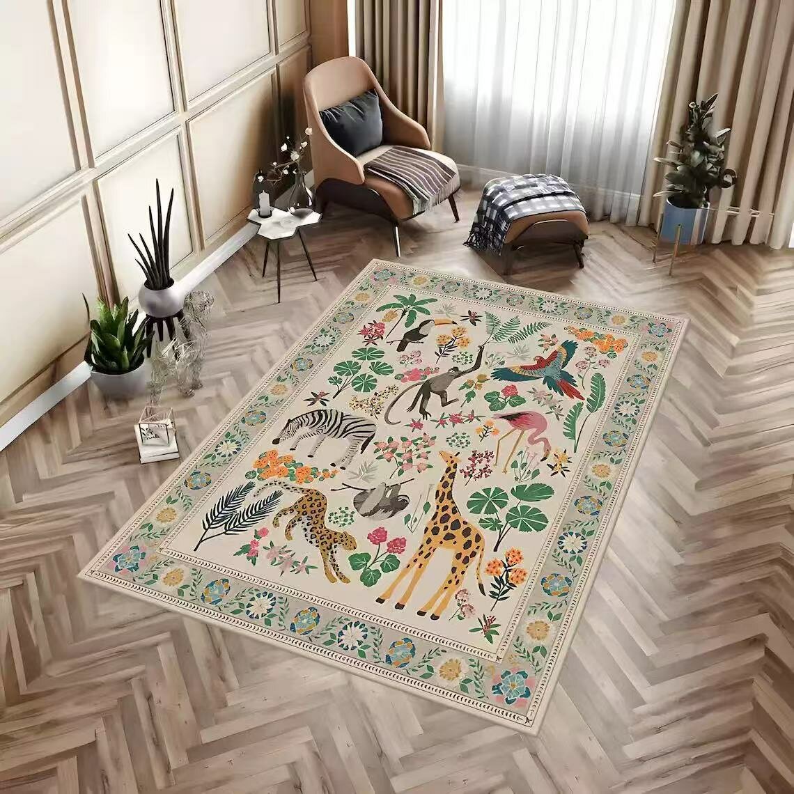 Декоративный ковер с ярким крокодилом для уникального интерьера, 60x90cm "крокодил"